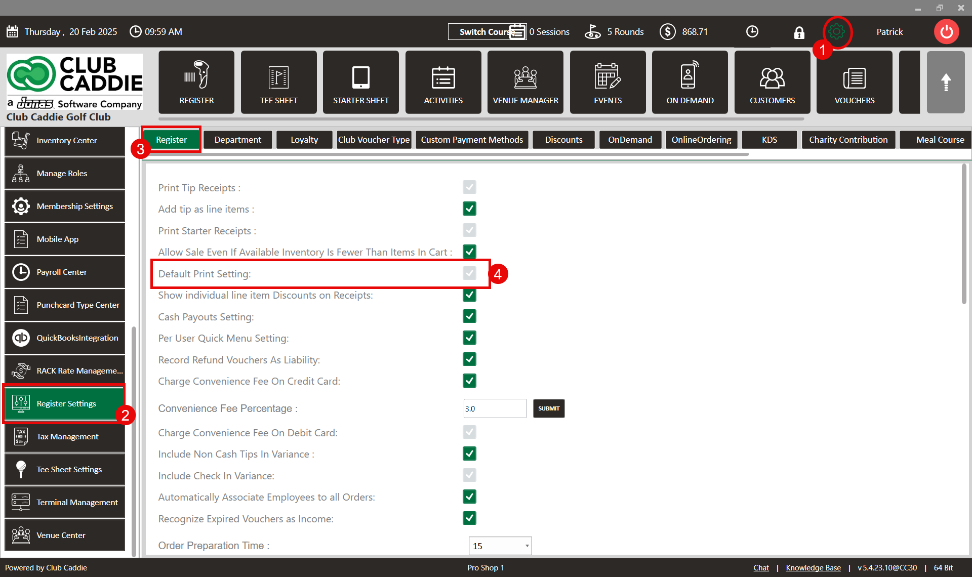 Settings : Default Print Setting